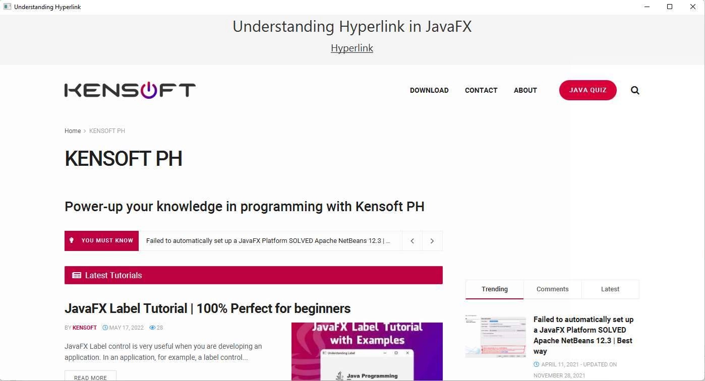 How to use the JavaFX Hyperlink | 100% Perfect for beginner